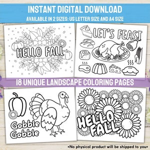 Fall Themed Printable Coloring Pages, Autumn Season Coloring Book ...