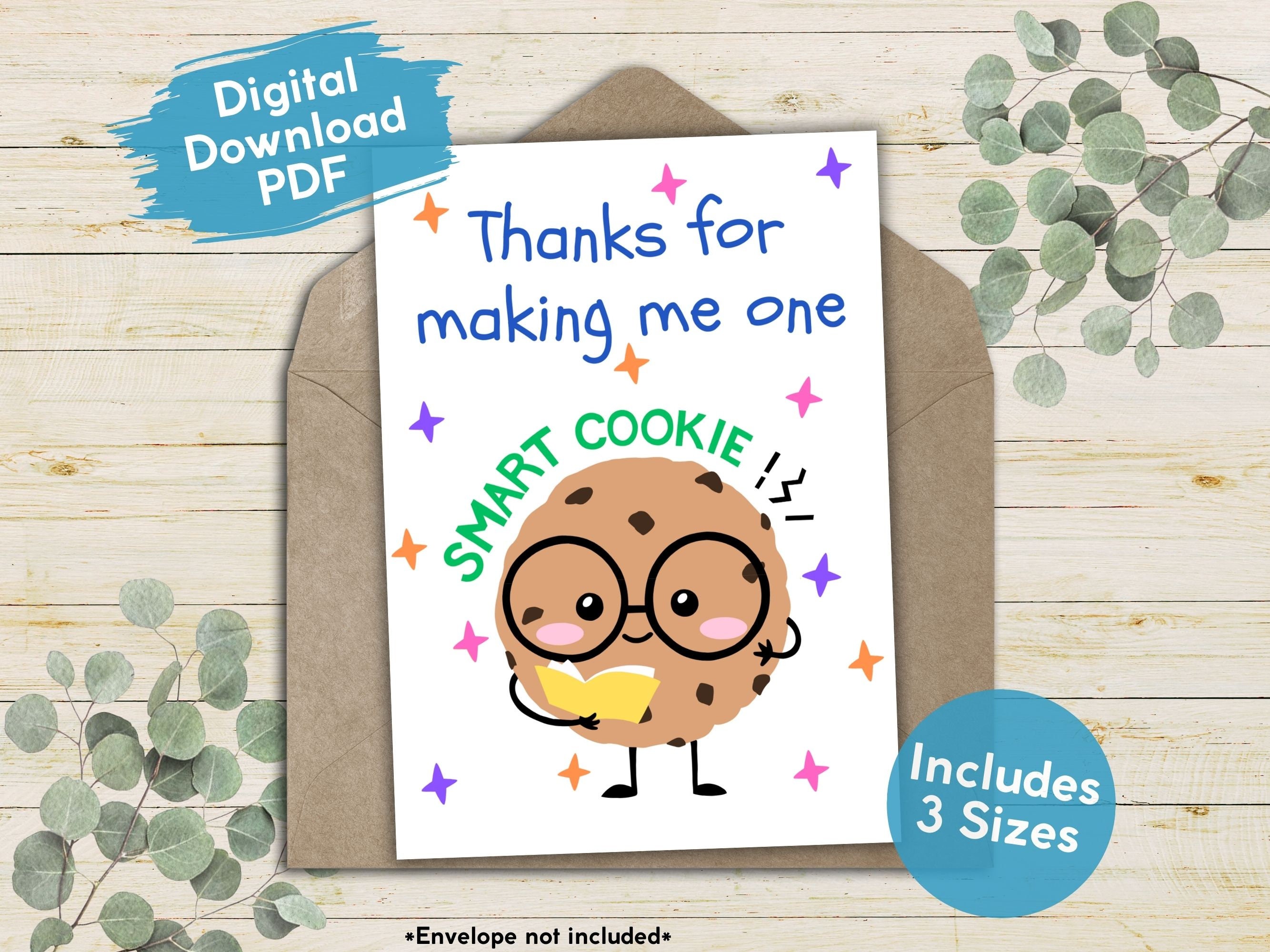 Cookie Thank You Teacher Card From Kids Printable, Thank You Printable ...