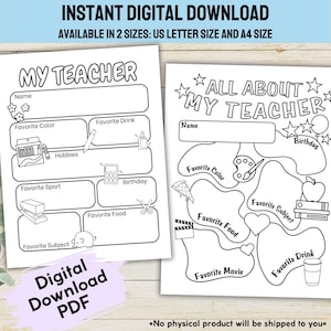 All About My Teacher Printable Page for Classroom, Get to Know Teacher ...