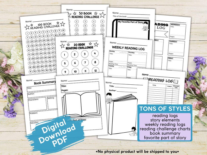 Reading Log Printable Bundle for Kids, Reading Journal for School, Book ...