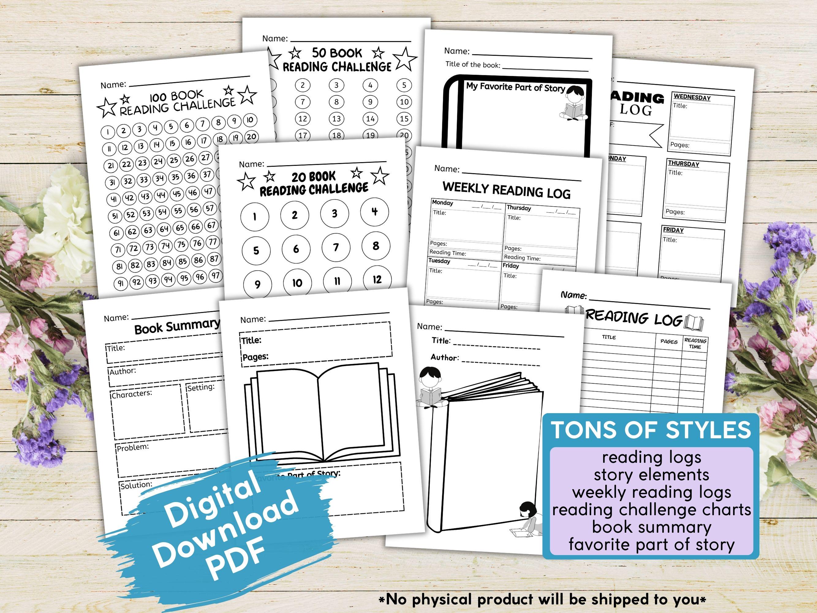 Reading Log Printable Bundle for Kids, Reading Journal for School, Book ...