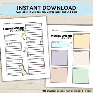 Colorful Homework Logs and Checklists Bundle for Kids, Printable ...