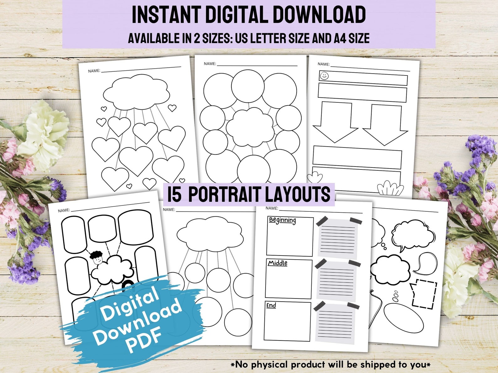 Idea Mapping Printable Worksheet Bundle for Kids, Brain Storm, Mind ...