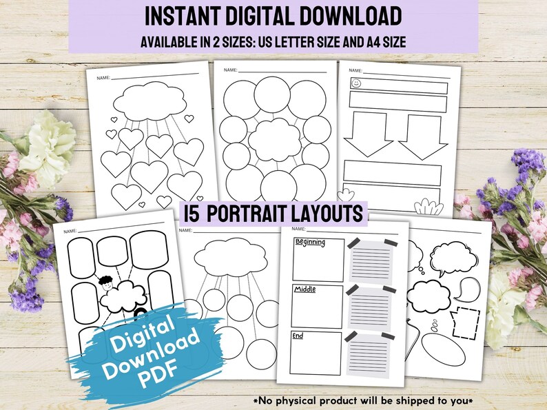 Idea Mapping Printable Worksheet Bundle for Kids, Brain Storm, Mind ...