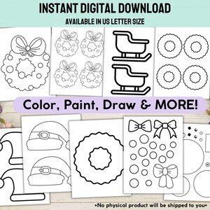 Winter Season Simple Printable Outlines for Kids Crafts, Christmas Art ...