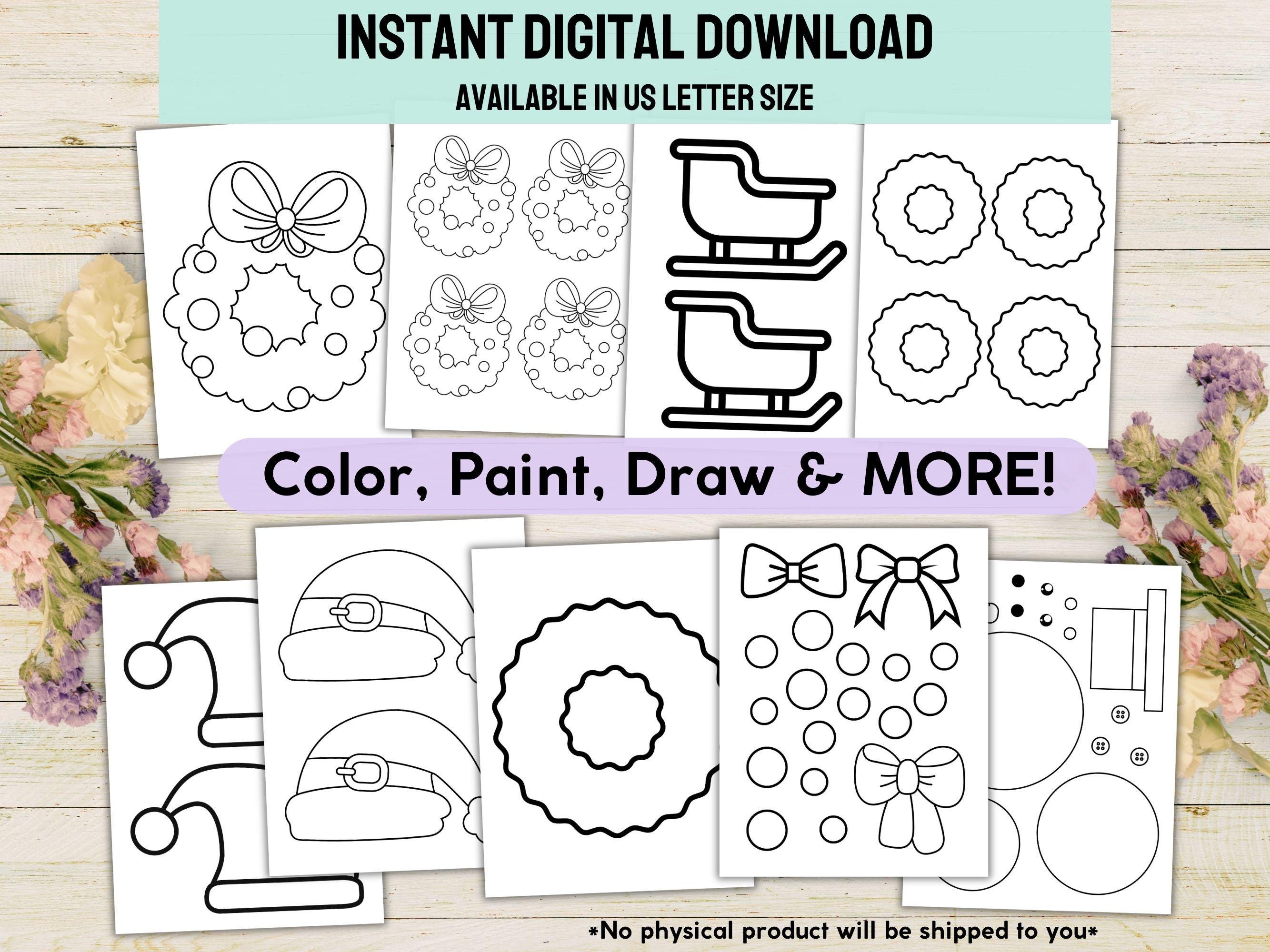 Winter Season Simple Printable Outlines for Kids Crafts, Christmas Art ...