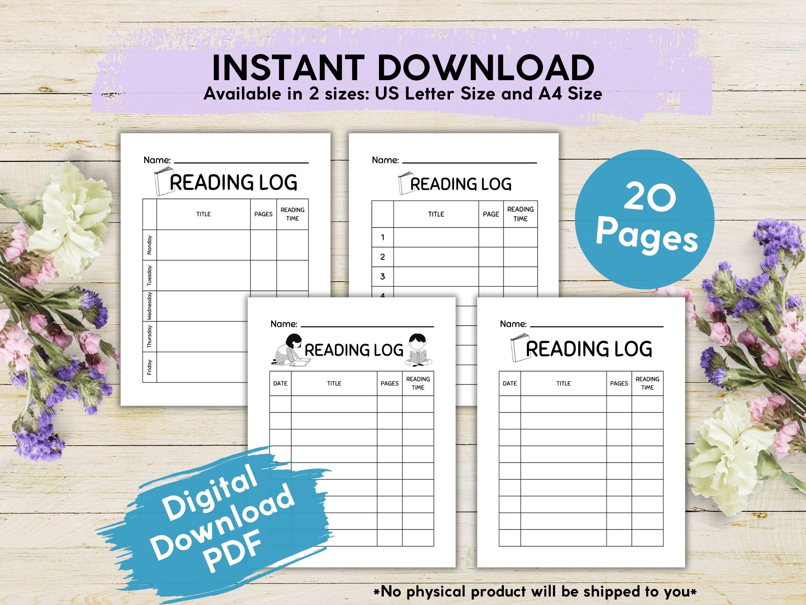 Reading Log Printable Bundle, Book Challenge Chart, Story Elements ...