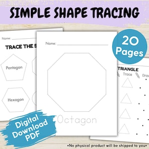 Simple Shape Tracing Worksheet Bundle for Kids, Preschool Educational ...