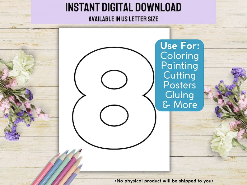 Extra Large Block Numbers for Kids Crafts, Printable Number Practice ...
