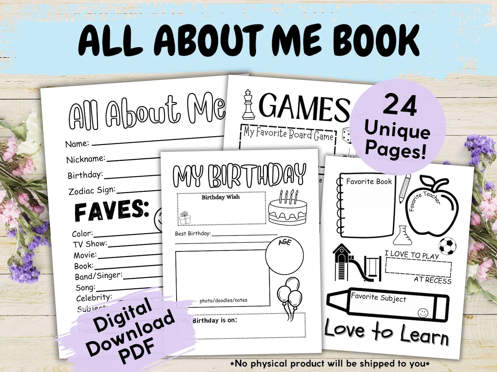 All About Me Book Printable Worksheet for Kids, About Me Booklet, This ...