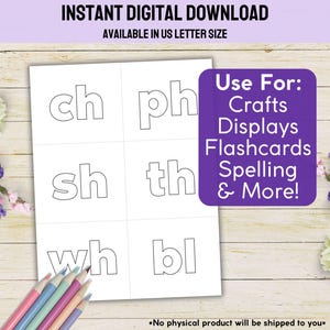 Digraphs and Blends Printable Flashcards for Kids, Beginning Sound ...