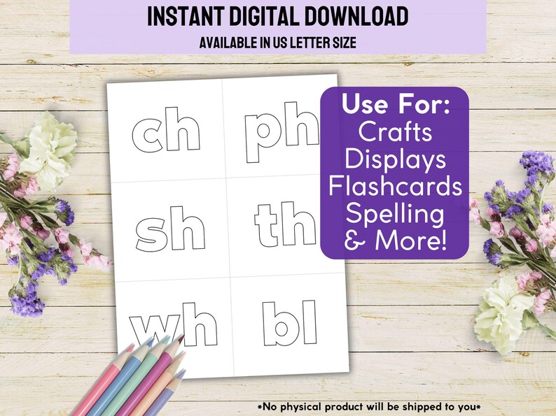 Digraphs and Blends Printable Flashcards for Kids, Beginning Sound ...