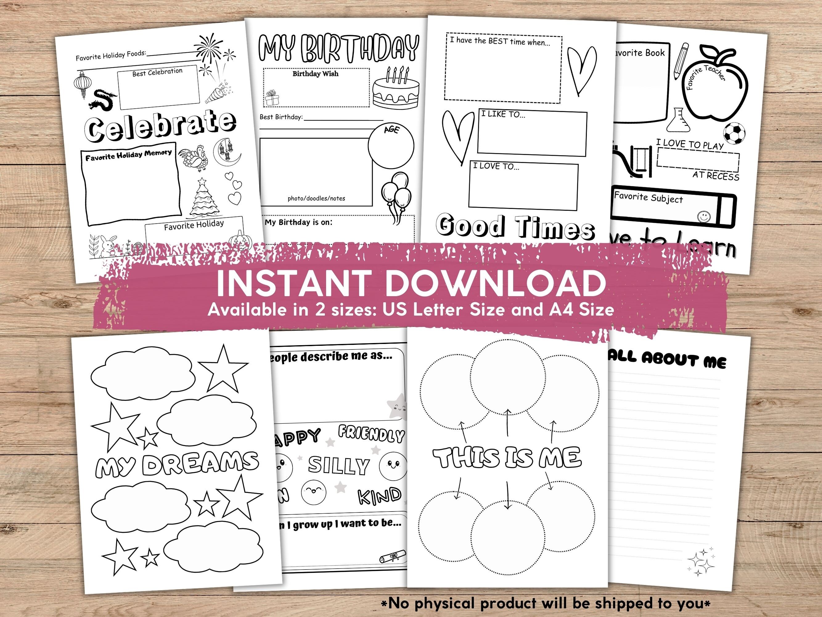 All About Me Printable Activity Book for Kids, This is Me Worksheet ...