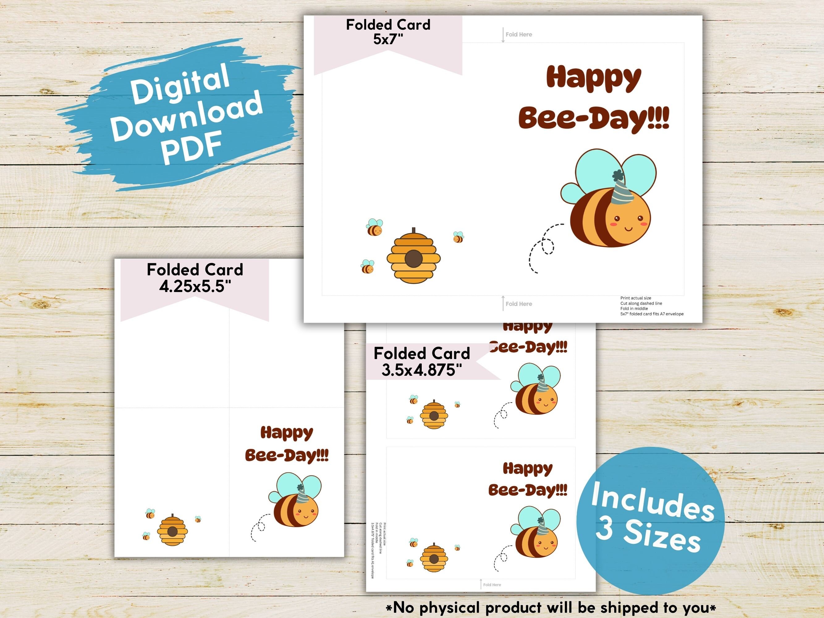 Printable Bumblebee Kids Birthday Card, Children's Downloadable ...