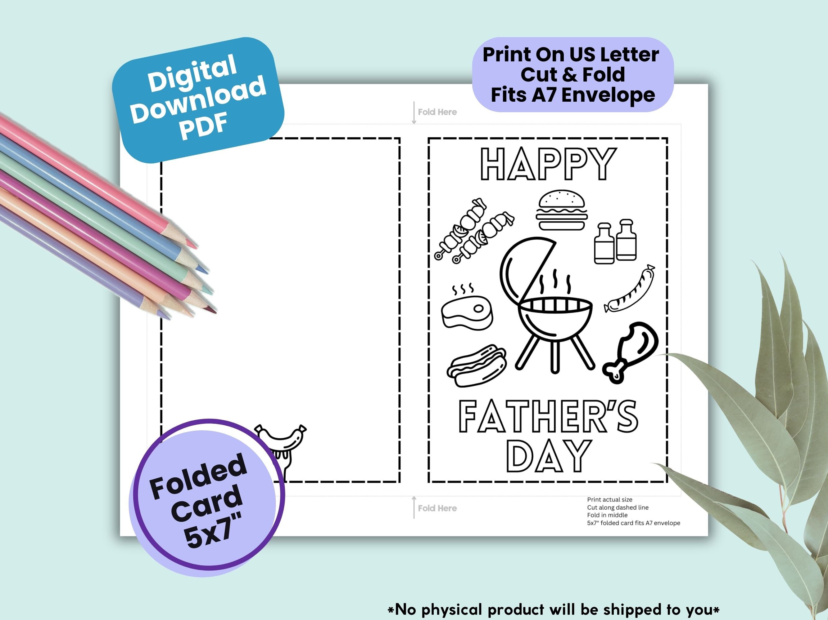 Grill Master Father's Day Coloring Printable Card, Colorable Carding ...