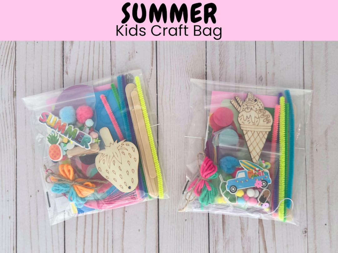 Kids Summer Fun Mixed Media Craft Bag, Summertime Art Project Activity ...