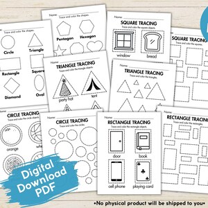 Tracing Shapes Printable Worksheet for Toddlers, Preschool Shape ...