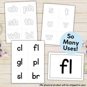 Digraphs and Blends Printable Flashcards for Kids, Beginning Sound ...