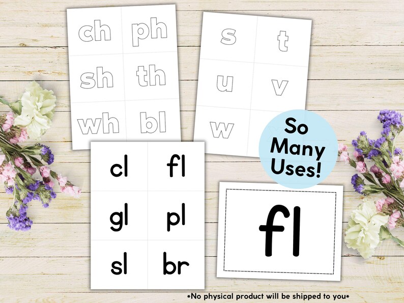 Digraphs and Blends Printable Flashcards for Kids, Beginning Sound ...