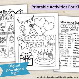 Printable Birthday Party Games Bundle for Kids, Happy Birthday Coloring ...
