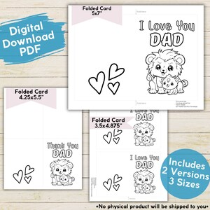 Father's Day Coloring Printable Card, Colorable Carding for Kids ...