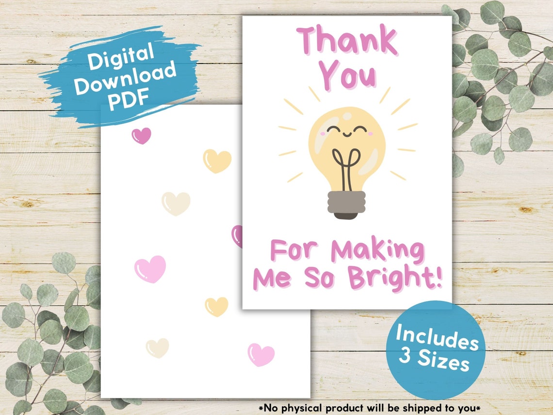 Teacher Appreciation Thank You Printable Carding, Thanks Teacher Card ...