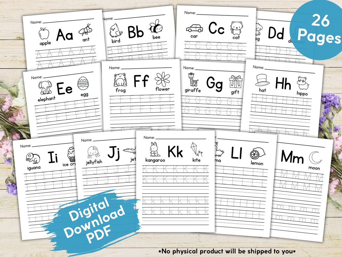 Alphabet Letter Tracing Printable Worksheet for Kids, Learn ABC for ...