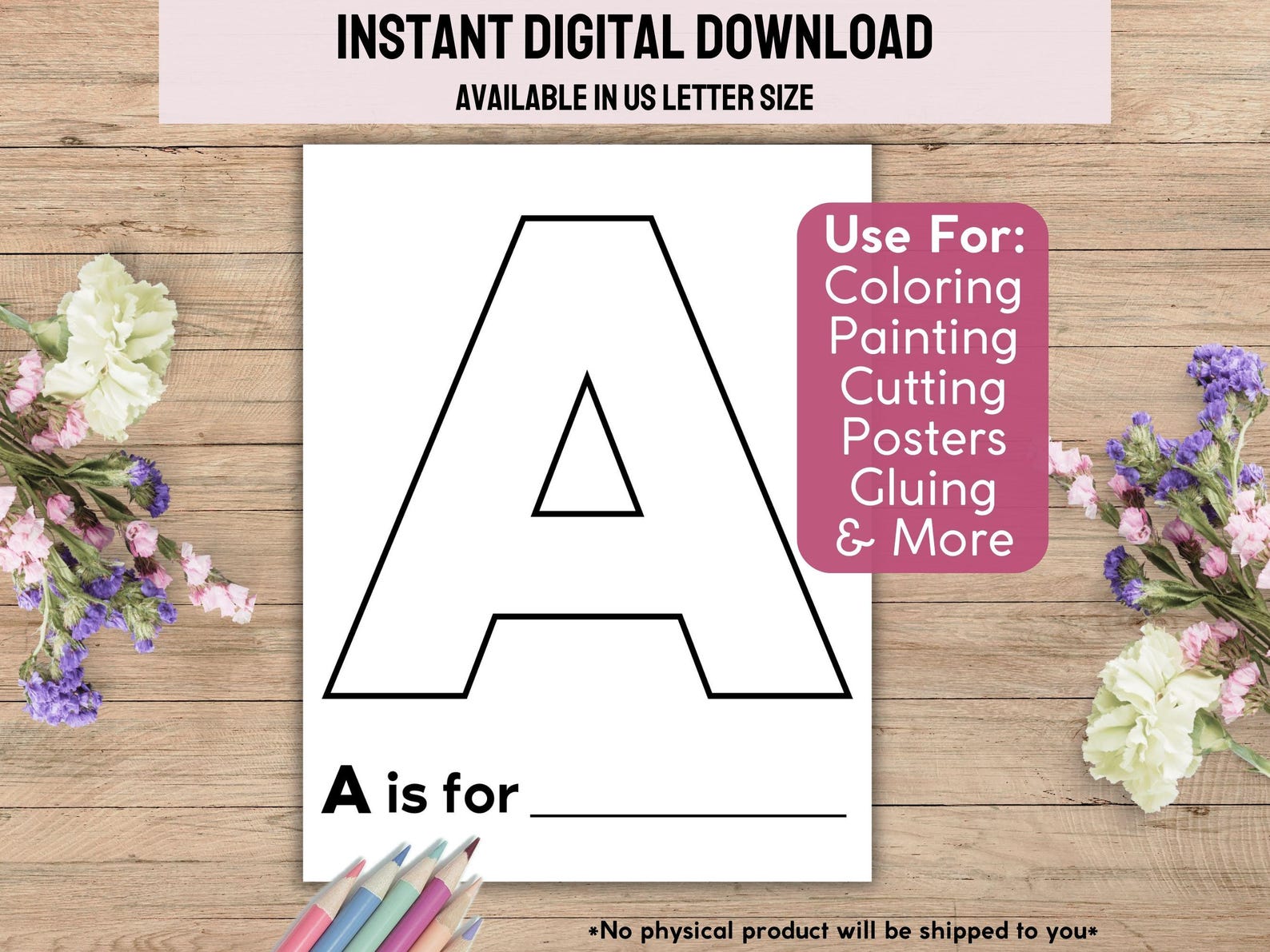 Large Block Letter Pages for Kids Alphabet Crafts, Printable Letter ...
