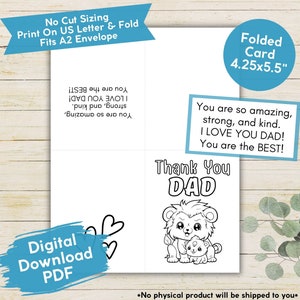 Father's Day Coloring Printable Card, Colorable Carding for Kids ...