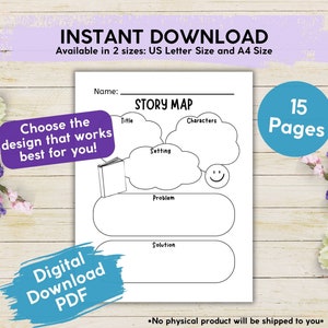 Book Summary and Story Map Printable Bundle for Kids, Favorite Book ...