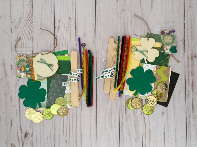 Kids St. Patricks Day Mixed Media Craft Bag, Fun March Lucky Shamrock ...