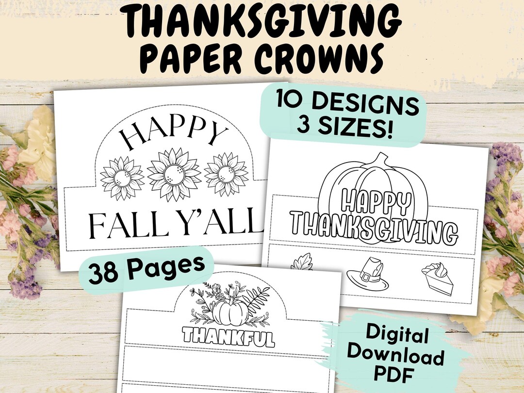 Fall Season Paper Crown Activity for Kids, Thanksgiving DIY Printable ...