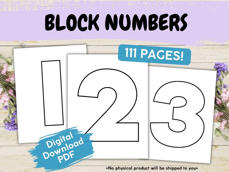 Extra Large Block Numbers for Kids Crafts, Printable Number Practice ...