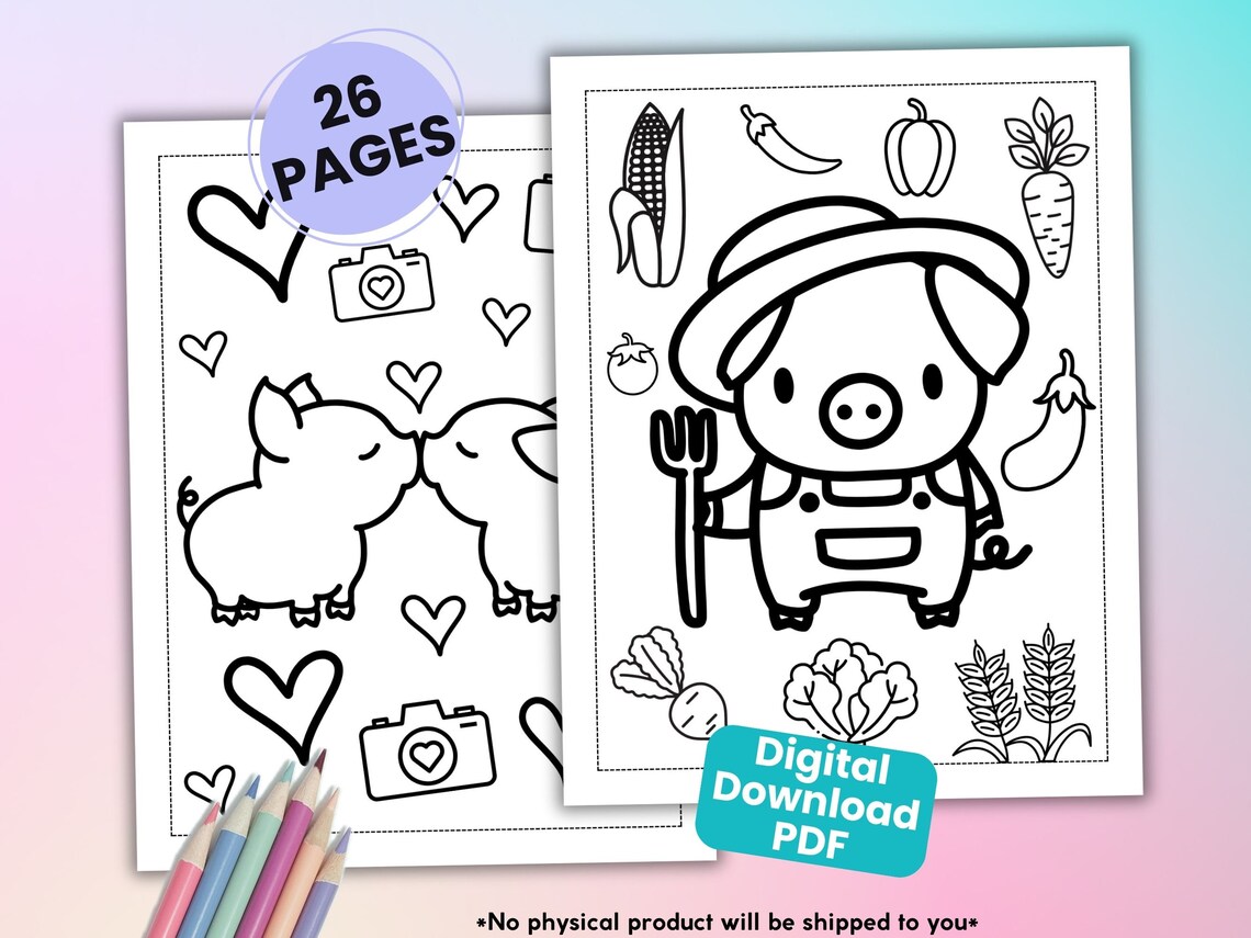 Simple Cute Pig Coloring Pages for Kids Printable, Adorable Pig ...