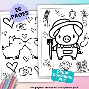 Simple Cute Pig Coloring Pages for Kids Printable, Adorable Pig ...
