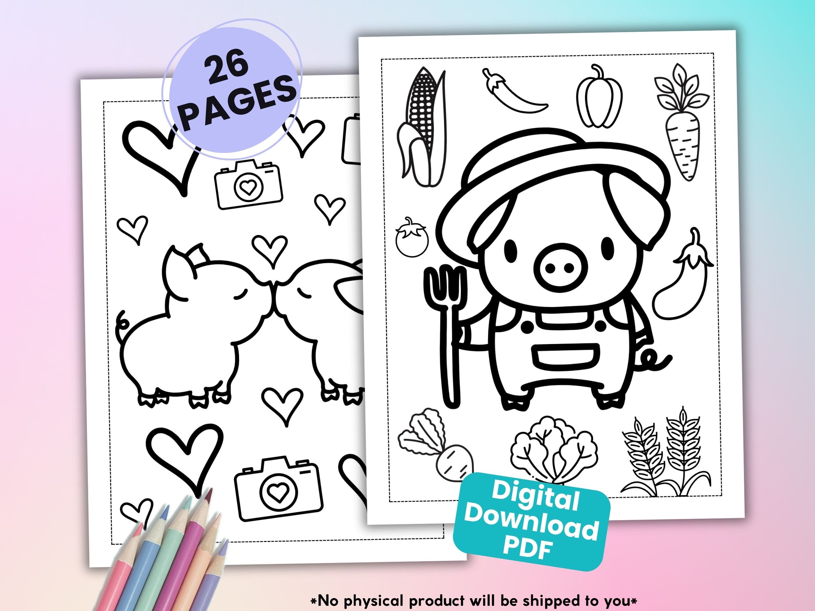 Simple Cute Pig Coloring Pages for Kids Printable, Adorable Pig ...