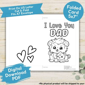 Father's Day Coloring Printable Card, Colorable Carding for Kids ...