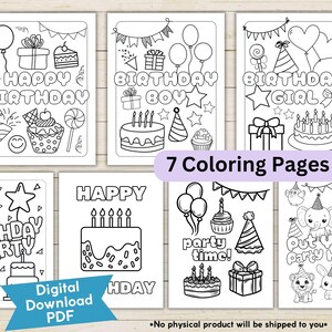 Printable Birthday Party Games Bundle for Kids, Happy Birthday Coloring ...