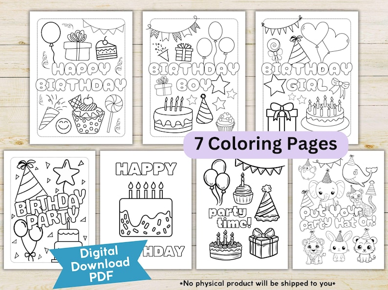 Printable Birthday Party Games Bundle for Kids, Happy Birthday Coloring ...
