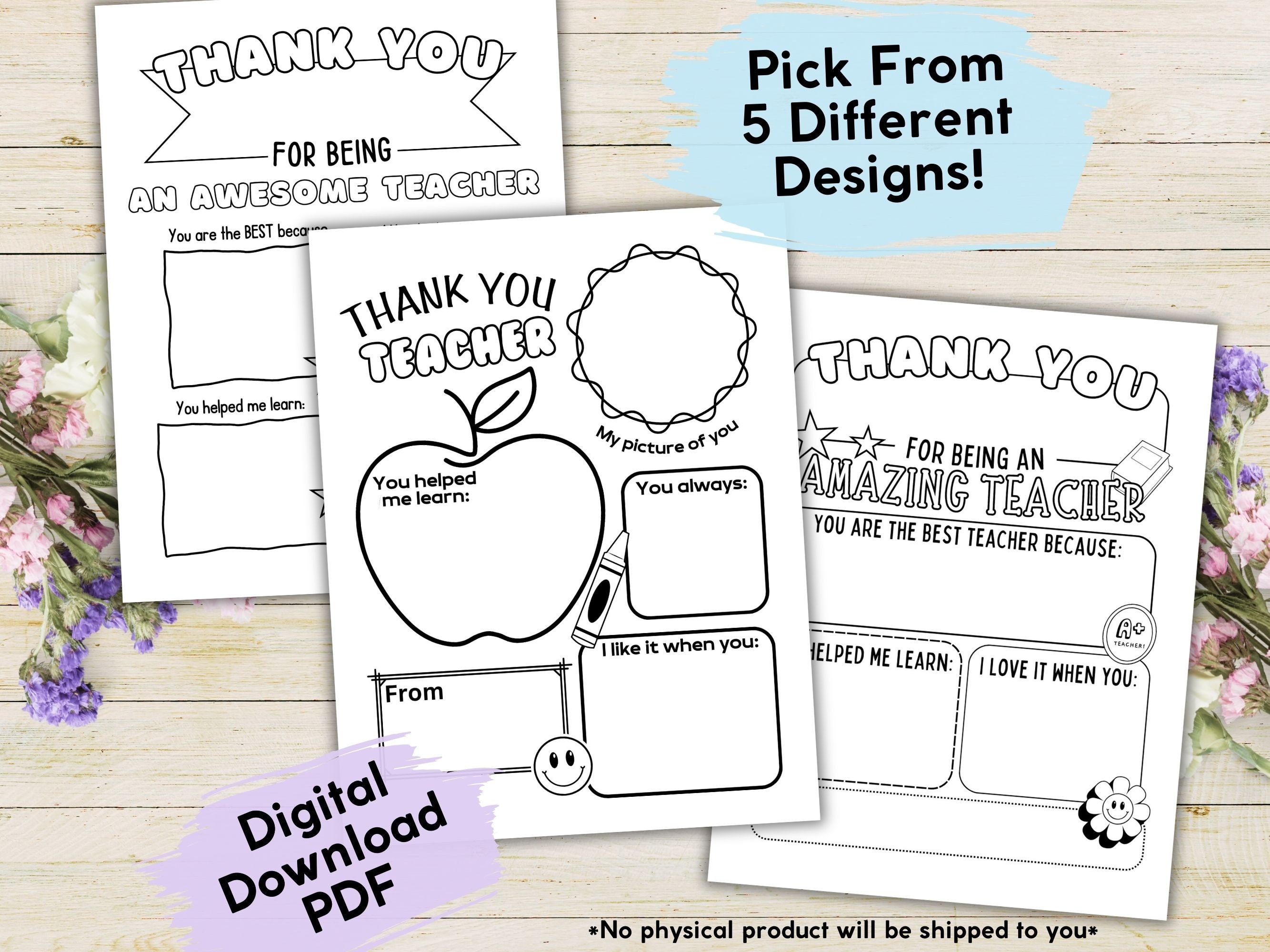 Thank You Teacher Full Page Printable Template for Kids, Best Teacher ...