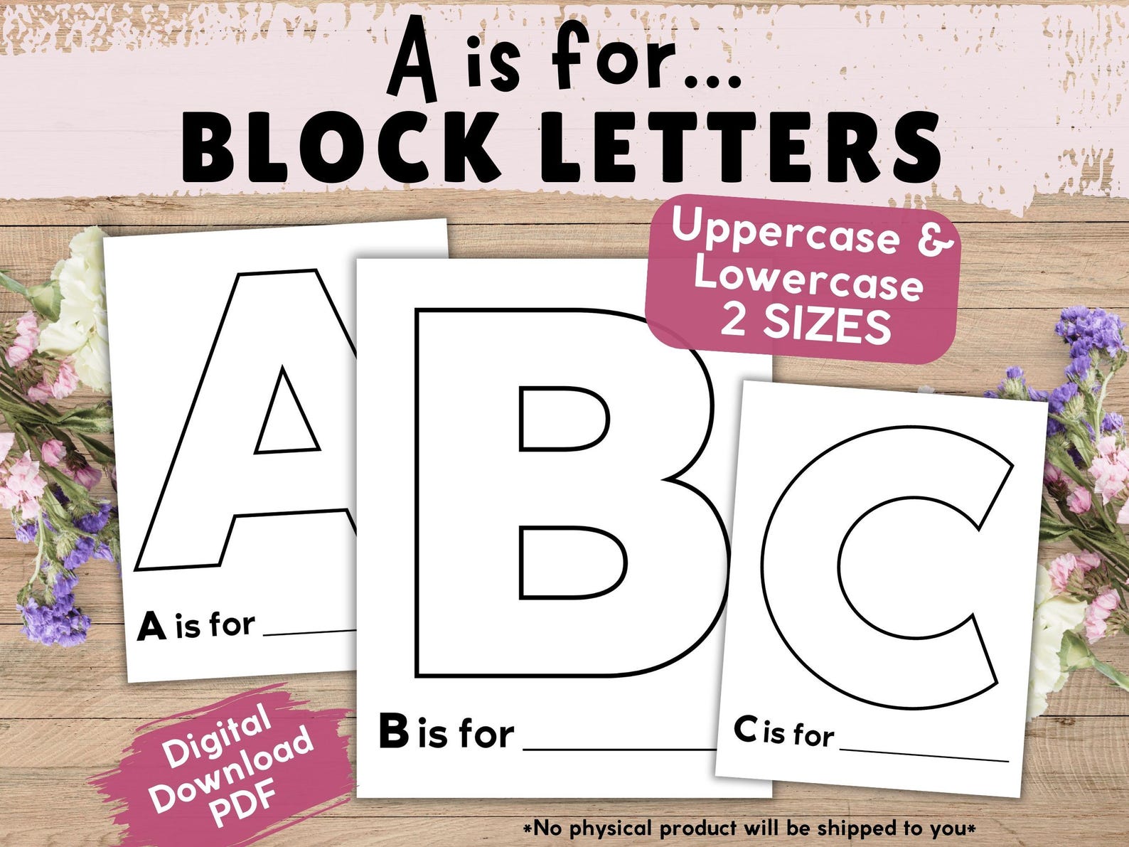 Large Block Letter Pages for Kids Alphabet Crafts, Printable Letter ...
