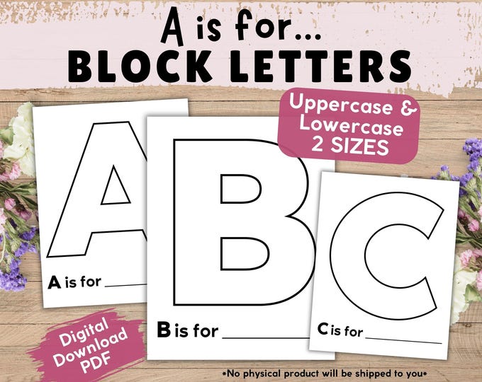 Large Block Letter Pages for Kids Alphabet Crafts, Printable Letter ...