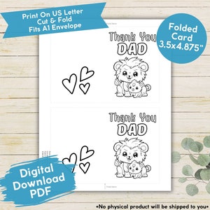 Father's Day Coloring Printable Card, Colorable Carding for Kids ...