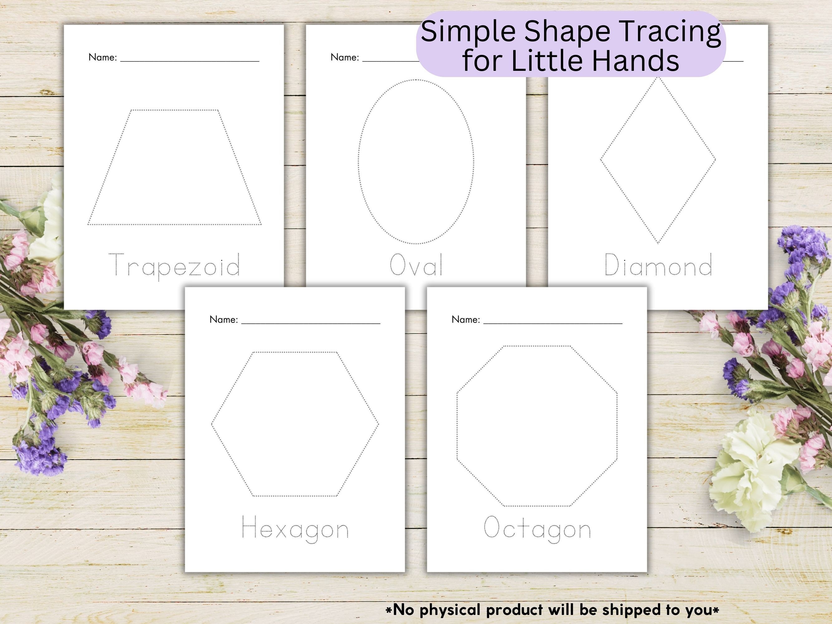 Simple Shape Tracing Worksheet Bundle for Kids, Preschool Educational ...