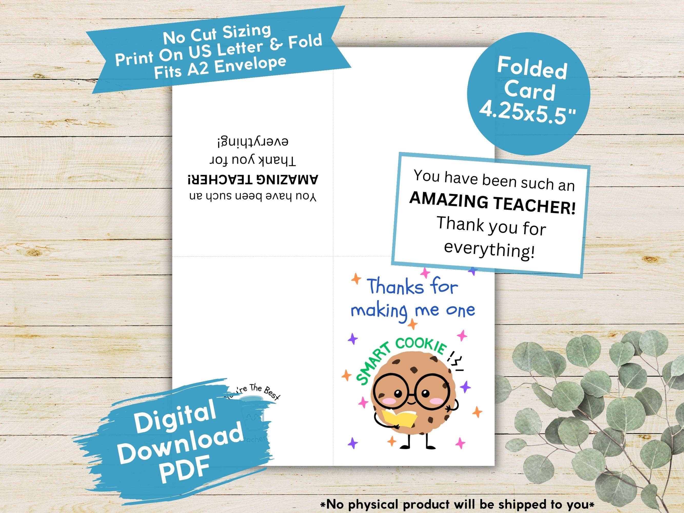 Cookie Thank You Teacher Card From Kids Printable, Thank You Printable ...