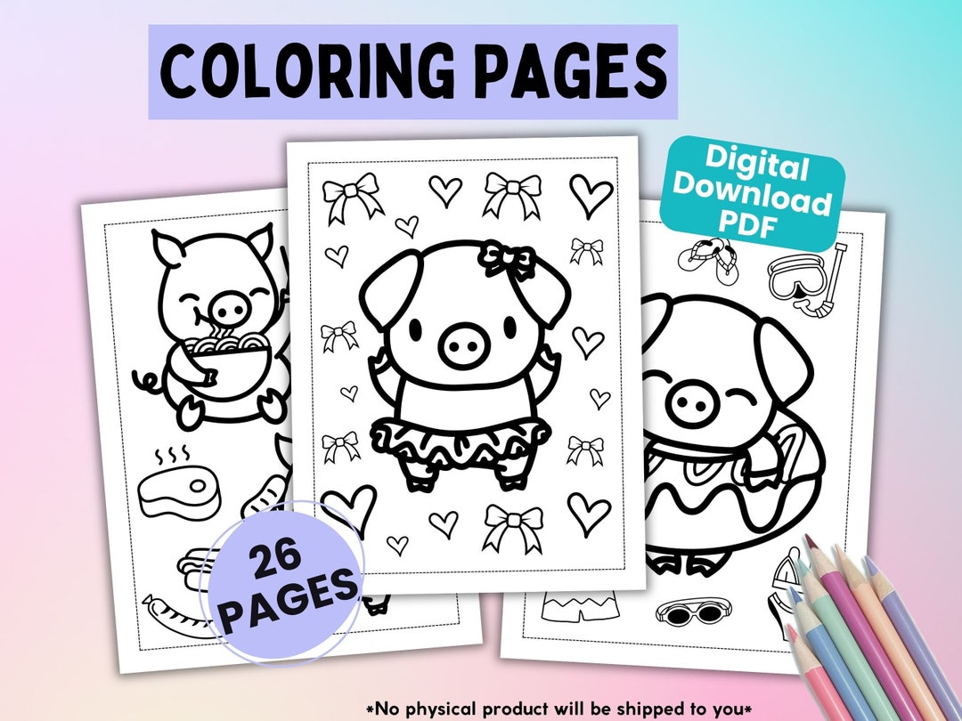 Simple Cute Pig Coloring Pages for Kids Printable, Adorable Pig ...