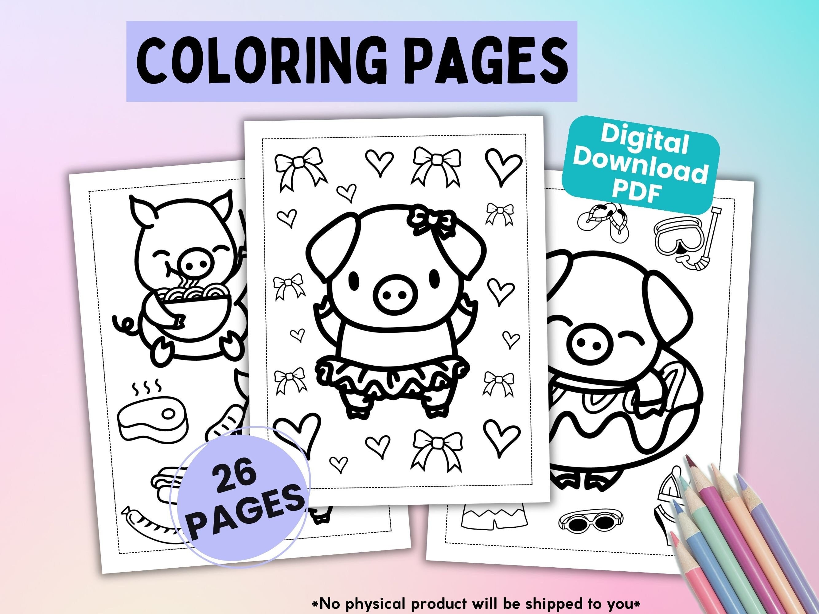 Simple Cute Pig Coloring Pages for Kids Printable, Adorable Pig ...