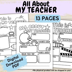 All About My Teacher Printable Page for Classroom, Get to Know Teacher ...
