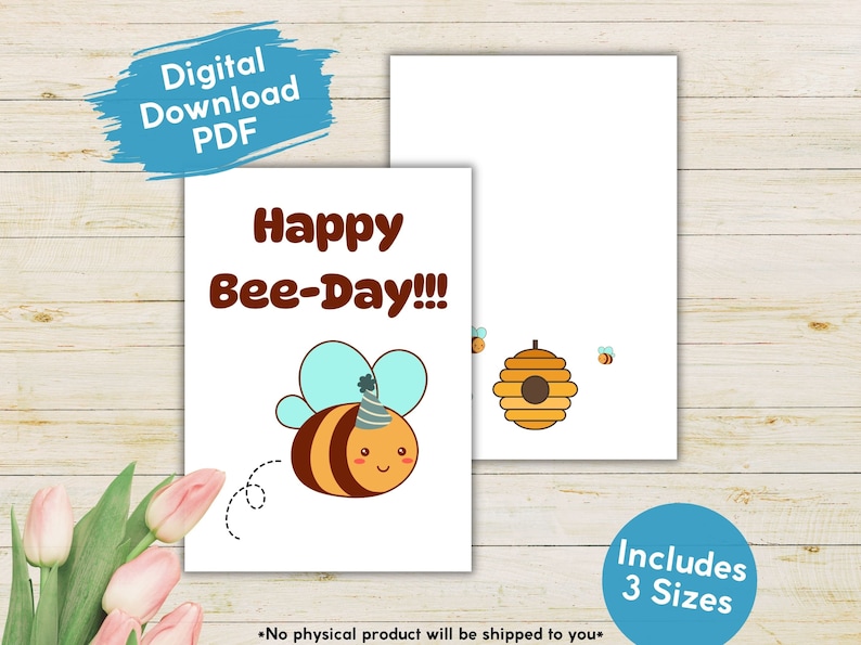 Printable Bumblebee Kids Birthday Card, Children's Downloadable ...