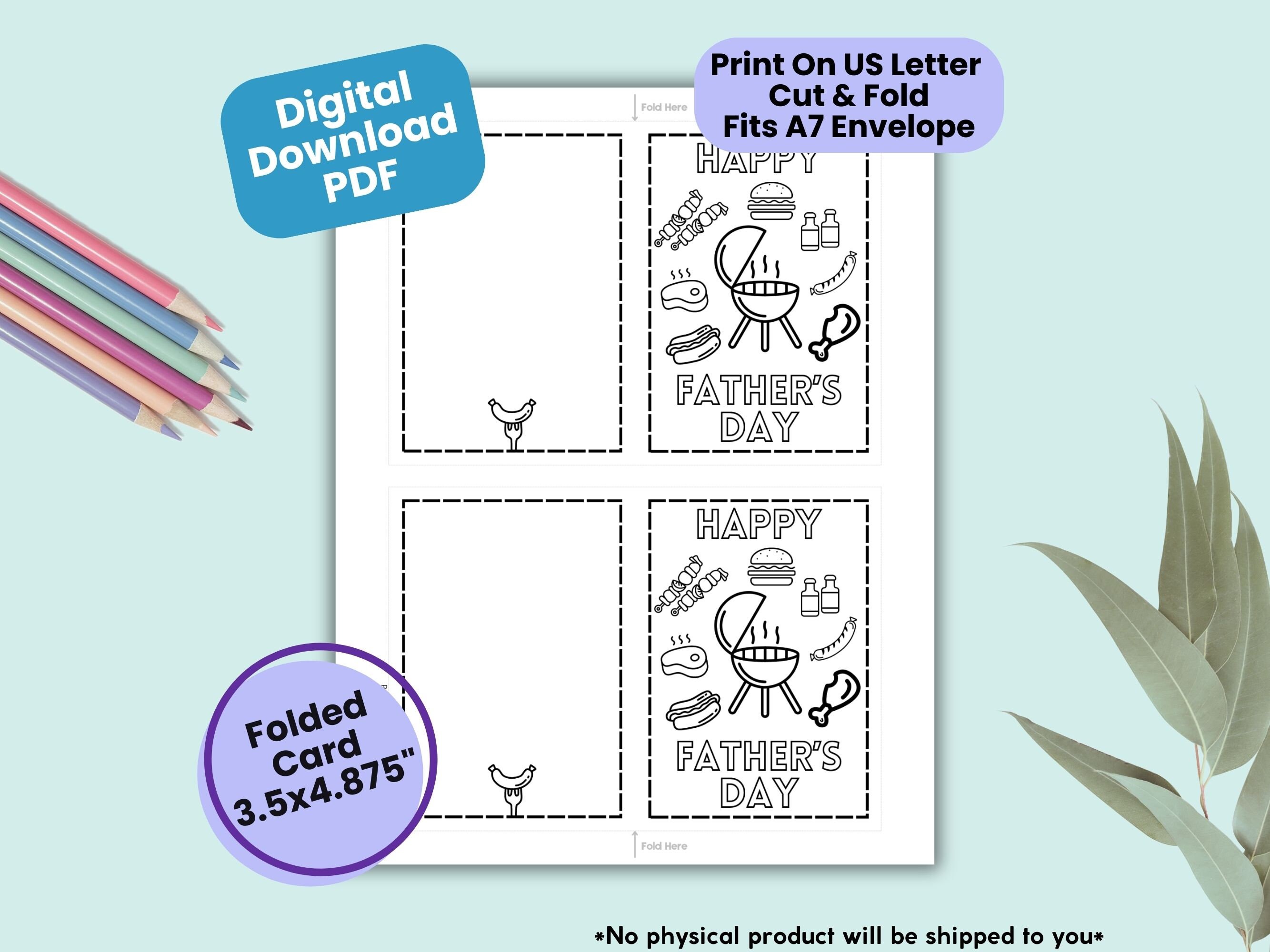 Grill Master Father's Day Coloring Printable Card, Colorable Carding ...